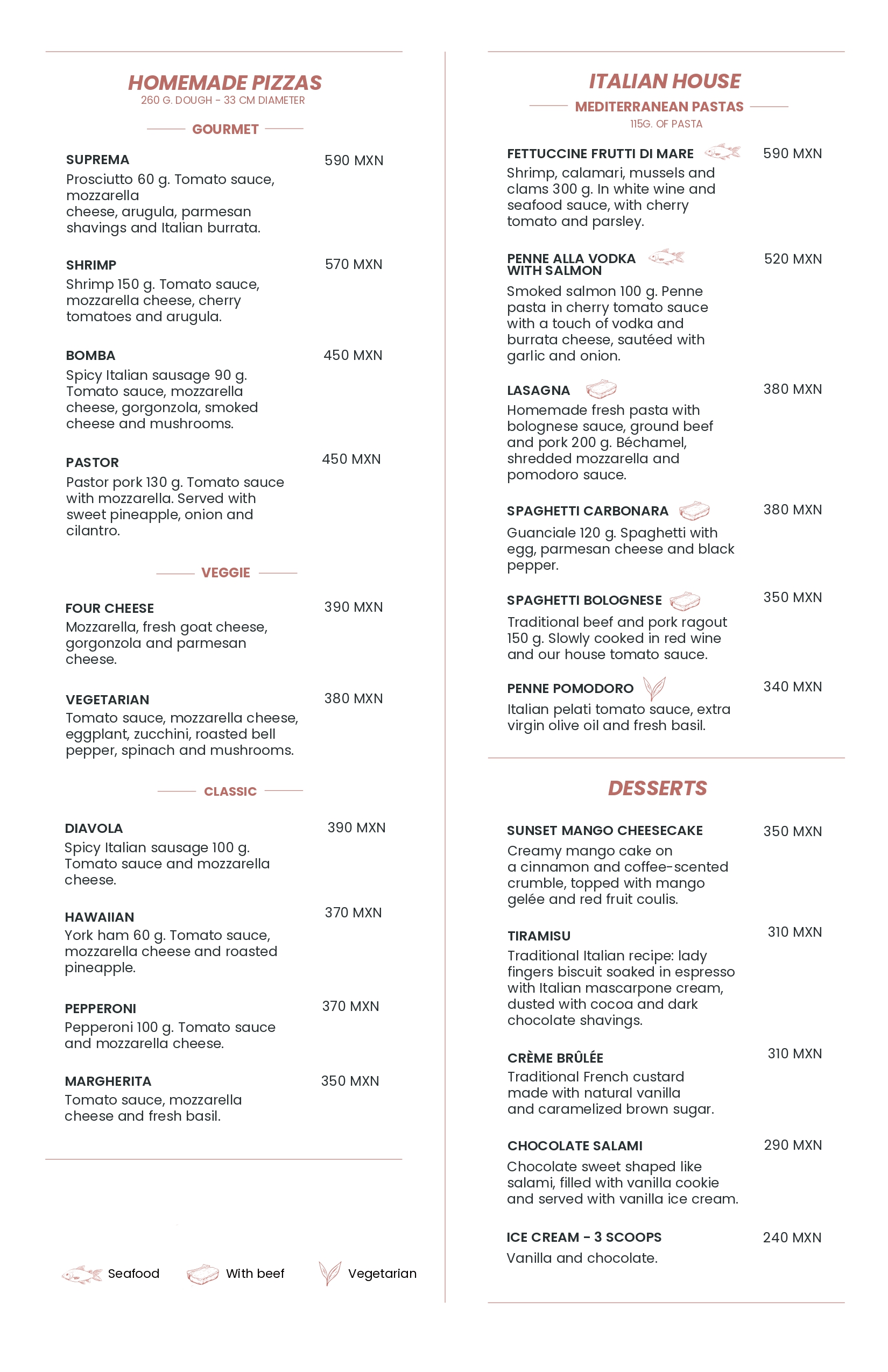 Menu - Mía Tulum Resort